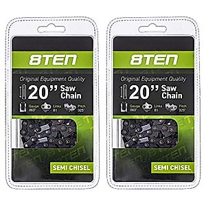 8TEN Chainsaw Chain for Stihl MS290 MS650 MS271 MS260 039 20 inch .063 Gauge .325 Pitch 81DL 2 Pack