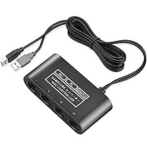 CLOUDREAM Gamecube Controller Adapter for Switch Gamecube Adapter Wii U and PC, Super Smash Bros Choice Support Four Gamecube Controller and 70IN Long Cable