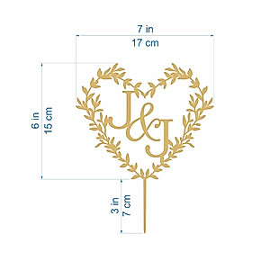 Personalized 2 Initials Wedding Cake Topper, Heart Cake Topper, Hand Lettered Initials, Mr & Mrs Custom Cake Topper, Anniversary Letters Flower Cake Topper Bride and Groom Monogram Floral Heart Wreath