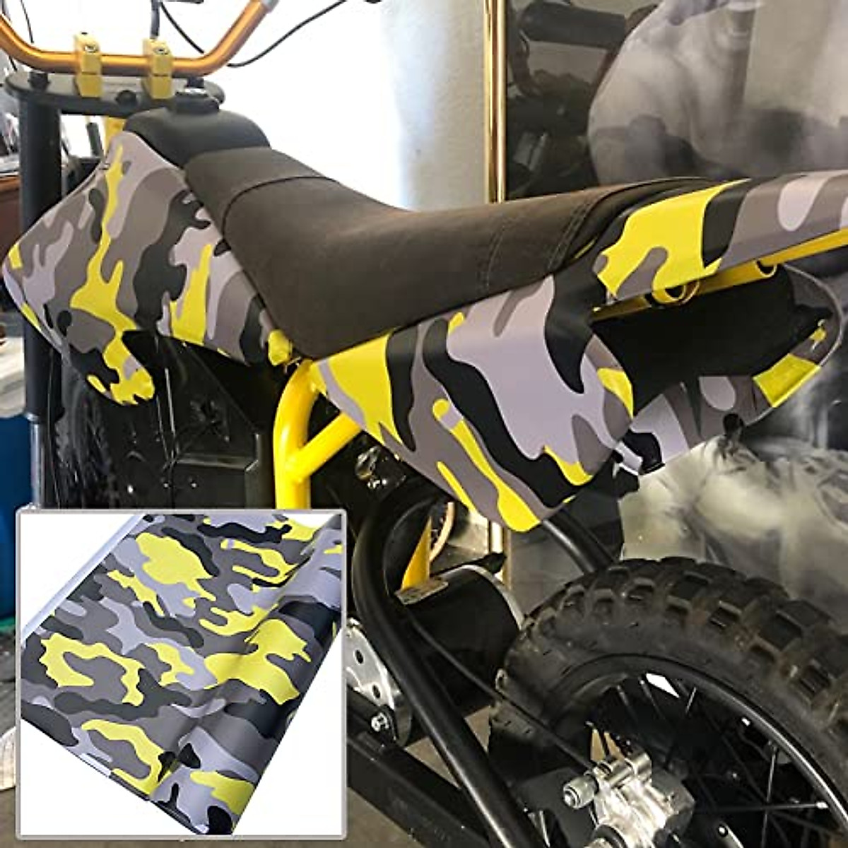 Camouflage Pattern Car Film Wrap,MoreChioce Self-Adhesive Car Protective Film Wrap Sticker PVC DIY Car Body Decorative Stickers for Auto Motorcycle Bike,Yellow,152cmx30cm