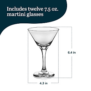 Libbey Martini Glasses, 7.5 oz, Set of 12