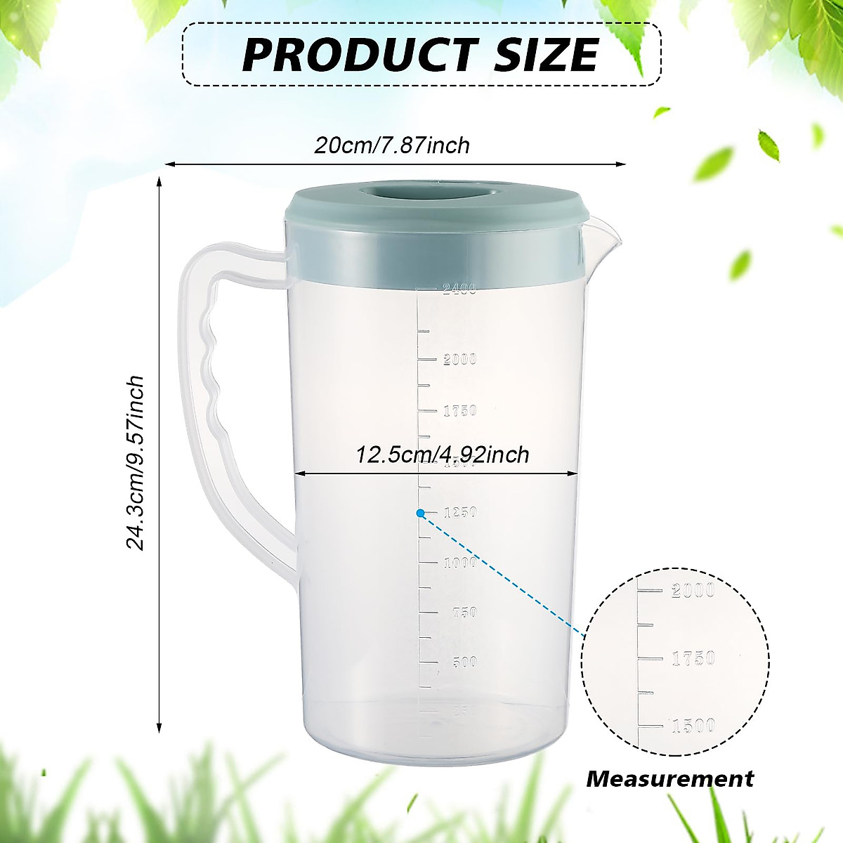 Bokon 2 Pcs 0.69 Gallon/ 88 Oz/ 2.6 l Plastic Pitcher with Lid Clear Water Jug Juice Beverage Jar with Handle Ice Tea Kettle for Hot Cold Mix Drink Lemonade, Pink and Blue Lid