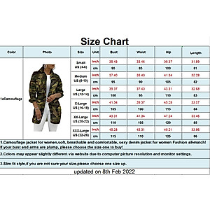 SeNight Camouflage Jacket For Women's Casual With Pockets Sexy V Neck Long Sleeve Button Down Denim Coat