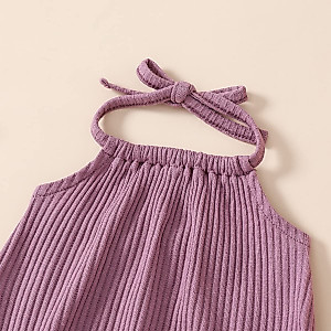 ADXSUN Newborn Baby Girl Summer Clothes Ribbed Romper+Striped/Floral/Cow Flared Pants Infant Outifts 0-18 Months