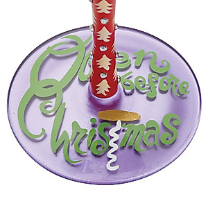 Enesco Designs by Lolita Holiday Open Before Christmas Hand-Painted Artisan Wine Glass, 15 Ounce, Multicolor