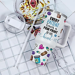 Muwnrol Vet Tech Tumbler - 40 Oz With Handle for Veterinarian, Veterinary Week Gift