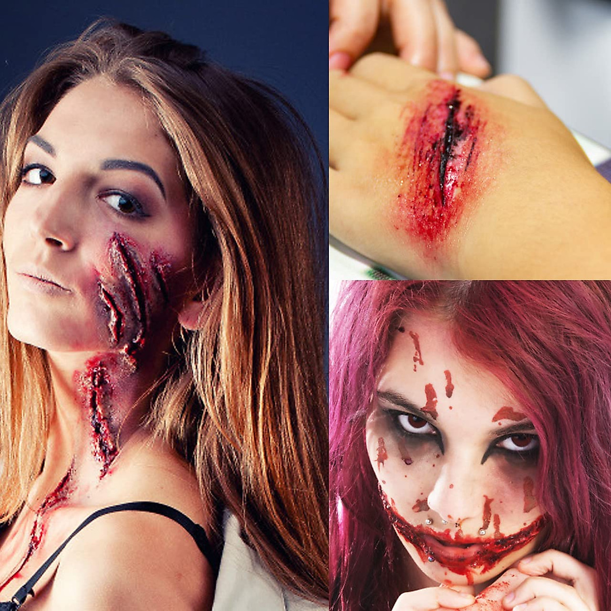 Wismee Special Effects Sfx Makeup Kit Professional Scar Wax Set 6 Color Bruise Wheel Makeup Kit Face Body Paint Oil with Sponges, Fake Scab Blood, Spatula Tool