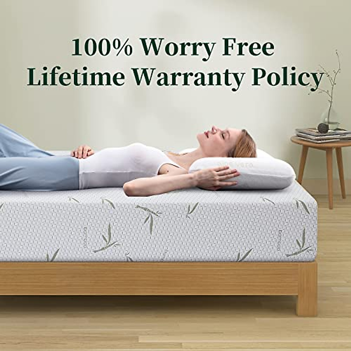 Vyfipt 10 Inch Medium Firm Green Tea Memory Foam Mattress,Cooling Gel Foam, Pressure Relieving, CertiPUR-US Certified, Bed-in-a-Box, White, Full