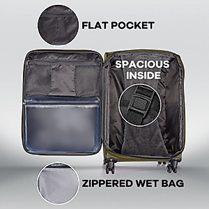 Verdi Softside Expandable Luggage with Spinner Wheels, color, 2-Piece Suitcase Set (20/24) olive