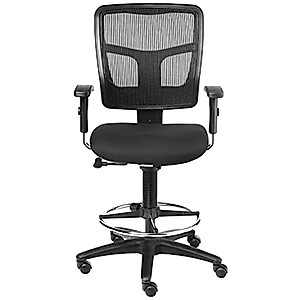 Lorell Ratchet Mesh Mid-Back Stool Chair 2.6" Height X 75.8" Width X 27.3" Length Black
