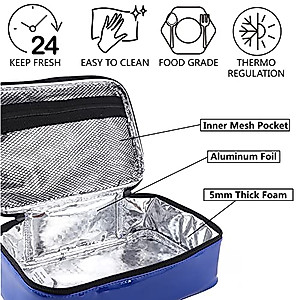 ONTESY Small Lunch Box for Men Women, Patent Leather Lunch Bag Thermal Insulated Mini Lunchbox Lunch Pail Reusable Food Container Snack Bag (Royal Blue)