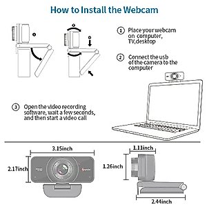 Angetube 1080P Webcam with Microphone - USB Computer Camera for Laptop/Desktop/Mac - HD PC Web Cam for Zoom/Skype/Teams/Xbox, Streaming | Video Conferencing | Calling