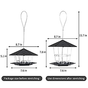 Jealoeur Bird Feeders for Outside Bird Feeder, with a Latch Feature,Retractable Bird Feeder, Wild Bird Seed for Outside Feeders for Outside and Garden Decoration Yard for Bird Watchers (Black)