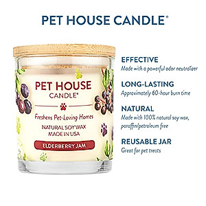 One Fur All, Pet House Candle - 100% Plant-Based Wax Candle - Pet Odor Eliminator for Home - Non-Toxic and Eco-Friendly Air Freshening Scented Candles - (Pack of 1, Elderberry Jam)