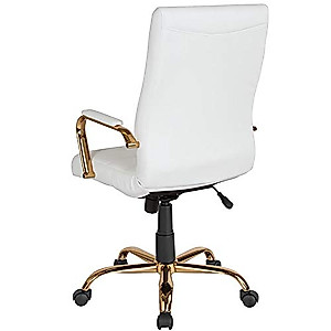 Pemberly Row Contemporary High Back Leather Swivel Office Chair in White