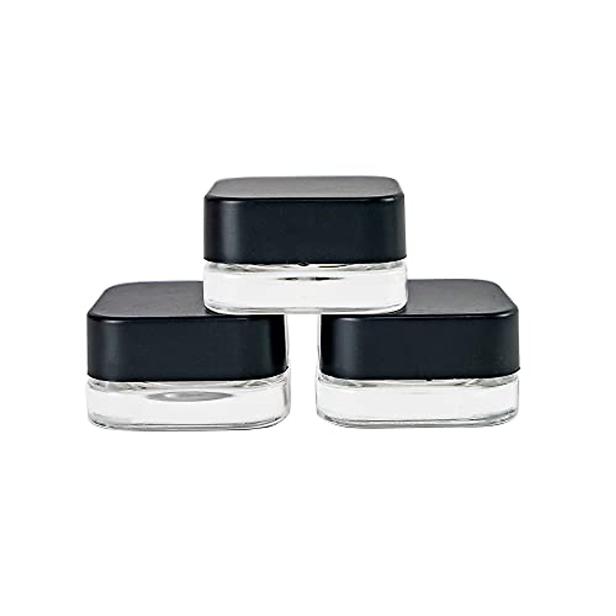 10ml Glass Pot Jars Square Clear Leak Proof Glass Cosmetic Container Jars with Black Lids for Sugar Scrub, Cream, Bath Salt, Slime-(0.34oz/10Pack)