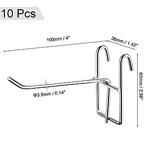 MECCANIXITY Grid Wall Hooks Store Garage Storage Wall Organizers 4 Inch Silver, Pack of 10