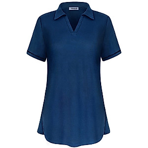 Workout Clothing for Women Exercise Clothes Sports Shirts Yoga Tops Moisture Wicking Tee Loose Fitting Apparel Dark Blue