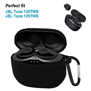 Naomo Silicone Case for JBL Tune 120TWS/125TWS, Soft and Flexible, Scratch/Shock Resistant Silicone Cover for JBL Tune 120TWS/125TWS Headphones (Black)