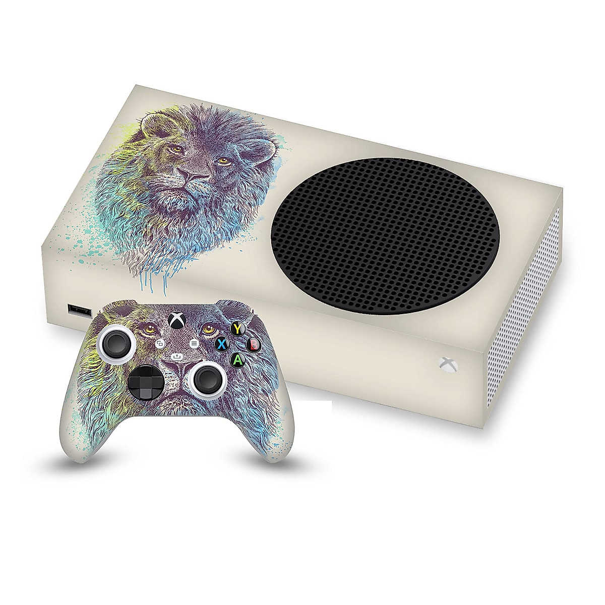 Head Case Designs Officially Licensed Rachel Caldwell Lion Art Mix Vinyl Sticker Gaming Skin Decal Cover Compatible With Xbox Series S Console and Controller Bundle
