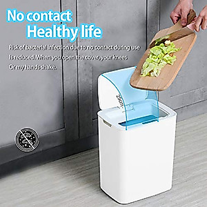 INFURIDER Automatic Plastic Trash Can with Lid, 3.7 Gallon/14L Touchless Intelligent Induction Motion Sensor Dustbin Garbage Waste Bin for Home Bedroom Kitchen(White)