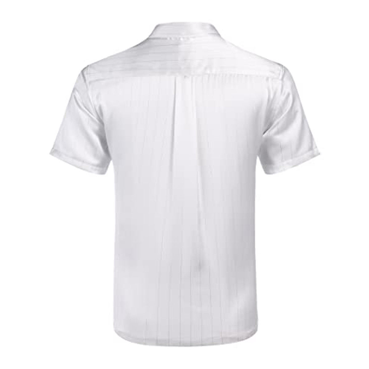 COOFANDY Silk Short Sleeve Shirts for Men Luxury Button Down Shirts for Men Silk Like Glossy Shirt Regular Fit Stylish Polyester Top White