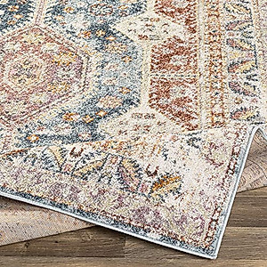 Artistic Weavers Brogan Vintage Rustic Area Rug,7'10" x 10'3",Blue/Rust