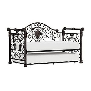 Hillsdale Mercer Metal Sleigh Daybed with Suspension Deck and Trundle in Brown