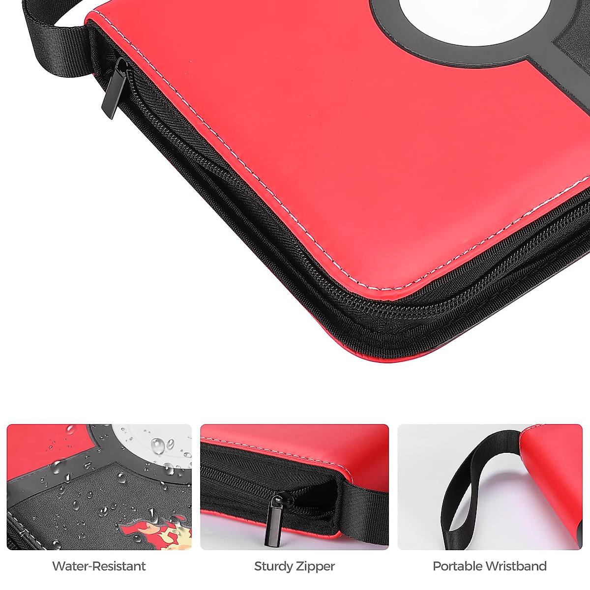 ProCase 4-Pocket Trading Card Binder, 400 Pockets Portable Trading Cards Holder Collector Album with 50 Removable Sheets for Boys Girls –Red