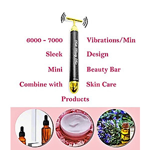 Baki Beauty Bar Electric Face Massager - T-Shape Face Tool for Skin Care - Easy to Use - Black Gold bar - Anti-Aging face Lifting Beauty Product