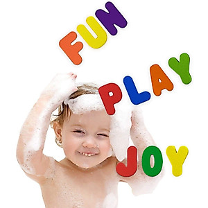 BabyBibi 36 PCS Stick-On Foam Bath Letters and Numbers - Non-Toxic, BPA Free, No Mold Bath Tub Toys - Colorful, Educational, Fun ABC Bath Toys for Toddlers & Babies