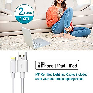 iPhone Charger Wall Plug -MFi Certified Dual USB Wall Charger Block Adapter with 2Pack 6FT USB to Lightning Cables 2.4A for iPhone 14 13 12 11 Pro Max Mini XR Xs X 8 7 6S 6 Plus 5s SE iPad (White)