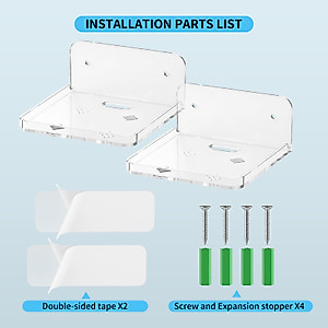 Wall Mount Floating Shelves for 2 Pcs Camera Mini Speaker Shelf Baby Monitor Wall Mount Shelf Other Small Items in Bedroom Bathroom Kitchen Living Room Clear Mini Shelf Flexible Use for Wall Space