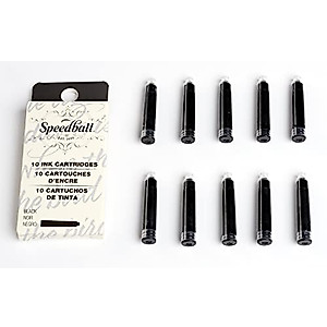 Speedball 002905 Fountain Pen Ink Cartridges Set - Cartridges for Speedball Fountain Pens -10 Black Cartridges