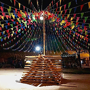 Novelty Place 100 Feet Pennant Banner - 75 Multicolor Bunting Flags - Birthday Party Grand Opening Christmas Decorations