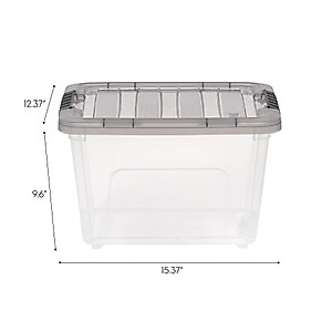 IRIS USA 19 Quart Stack & Pull Clear Plastic Storage Box, Gray, 5 Pack