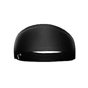 Unisex Headband/Sweatband. Best for Sports, Fitness, Working Out, Yoga. Tapered Design. (SOLID BLACK)