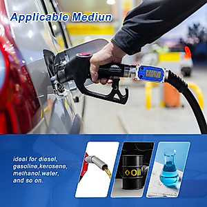 Flow Meter 3/4 Inch Digital LCD Display with NPT Counter Waterproof Oil Flowmeter Kerosene Diesel Fuel Flow Water Flow Meter, Switch Between GAL(Gallons), QTS, PTS, L, and m³ Units