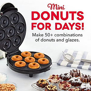 Dash Mini Donut Maker Machine for Kid-Friendly Breakfast, Snacks, Desserts & More with Non-stick Surface, Makes 7 Doughnuts - Cream
