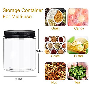 8 OZ Plastic Jars with Lids, (Crazystorey)24 Pack Clear Small Plastic Leak-proof Sealed Storage Jar Slime Containers for Kitchen Household Food Dry Goods Creams Included Extra Label and Pen