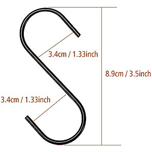HYPYRANOW 50 Pack Black S Hooks Steel S Hanging Hooks Heavy Duty S Hanger Hook Metal Kitchen Pot Rack Hooks Closet Hooks Plants Hooks for Hanging Pot, Pan, Cups, Plants, Bags, Jeans, Towels