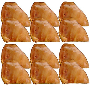 Spizzles Premium All Natural Whole Smoke Pig Ears, Fully Digestible Single Ingredient, Rawhide & Alternative Dog Chews for All Breeds, Large, 12 Count