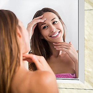 Silver Bathroom Mirror for Over Sink: 65 x 22 Inch Brushed Nickel Bathroom Wall Mirror - Modern Farmhouse Framed Vanity Mirror Hangs Horizontal or Vertical Shatterproof