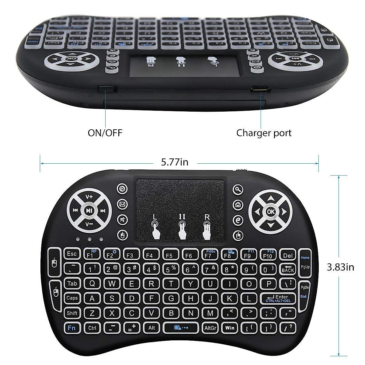 BIFANS 2.4G Mini Wireless Keyboard with Touchpad Mouse, Upgraded Multi Backlit, Portable Wireless Keyboard with USB Receiver Remote Control for Android Smart TV Box Pad Windows Mac
