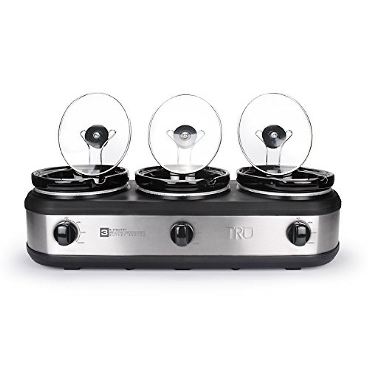 TRU Triple Buffet Server, 3 2-1/2-Quart Removable Inserts, Silver