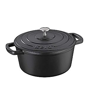 Kela Calido Round Casserole Dish 4 Litres Cast Iron Black