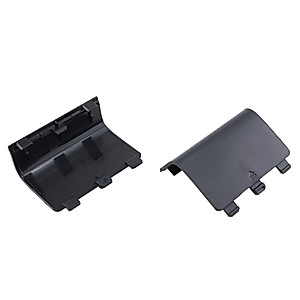 E-outstanding Battery Cover 2PCS Black Battery Back Door Lid Shell Replacement for Xbox One,Xbox One S Controller
