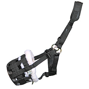 T TEKE Deluxe Horse Grazing Muzzle Fleece Fur Lined Around, Full Adjustable with Neoprene Cushion pad on Crown & Chin for Comfort