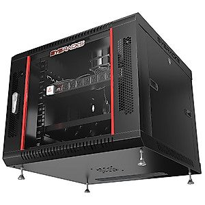 Sysracks 9U Wall Mount Network Data Server Cabinet Rack Lockable Enclosure Box - Fan - Shelf - 8-Way PDU - Feet - Cage Hardware - Dust Tight Grommets