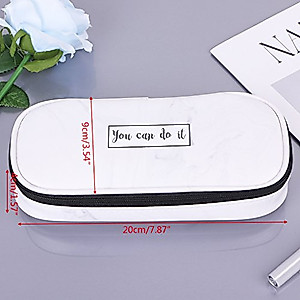 Rhfemd Marble Pattern Faux Leather Large Capacity School Pencil Case Cosmetic Pouch Bag